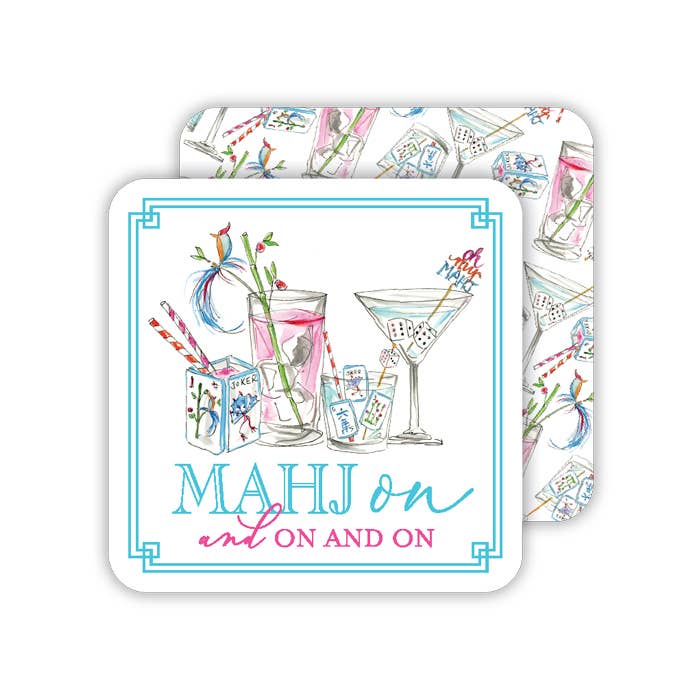 Mahjong Cocktails Mahj on and on and on Square Coaster – The Truffle Pig